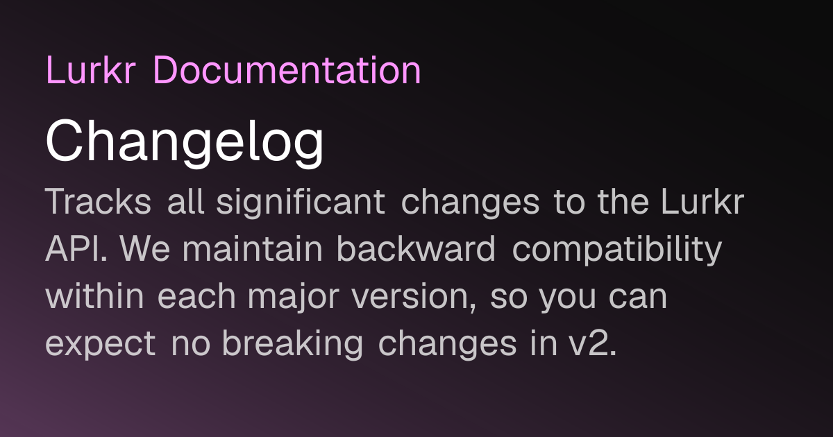 Changelog • Lurkr Docs